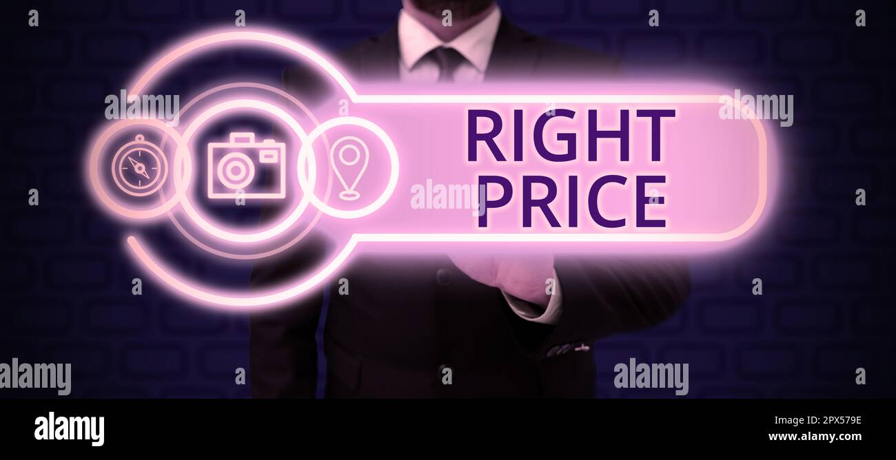 Conceptual display Right Price, Conceptual photo the amount of money ...