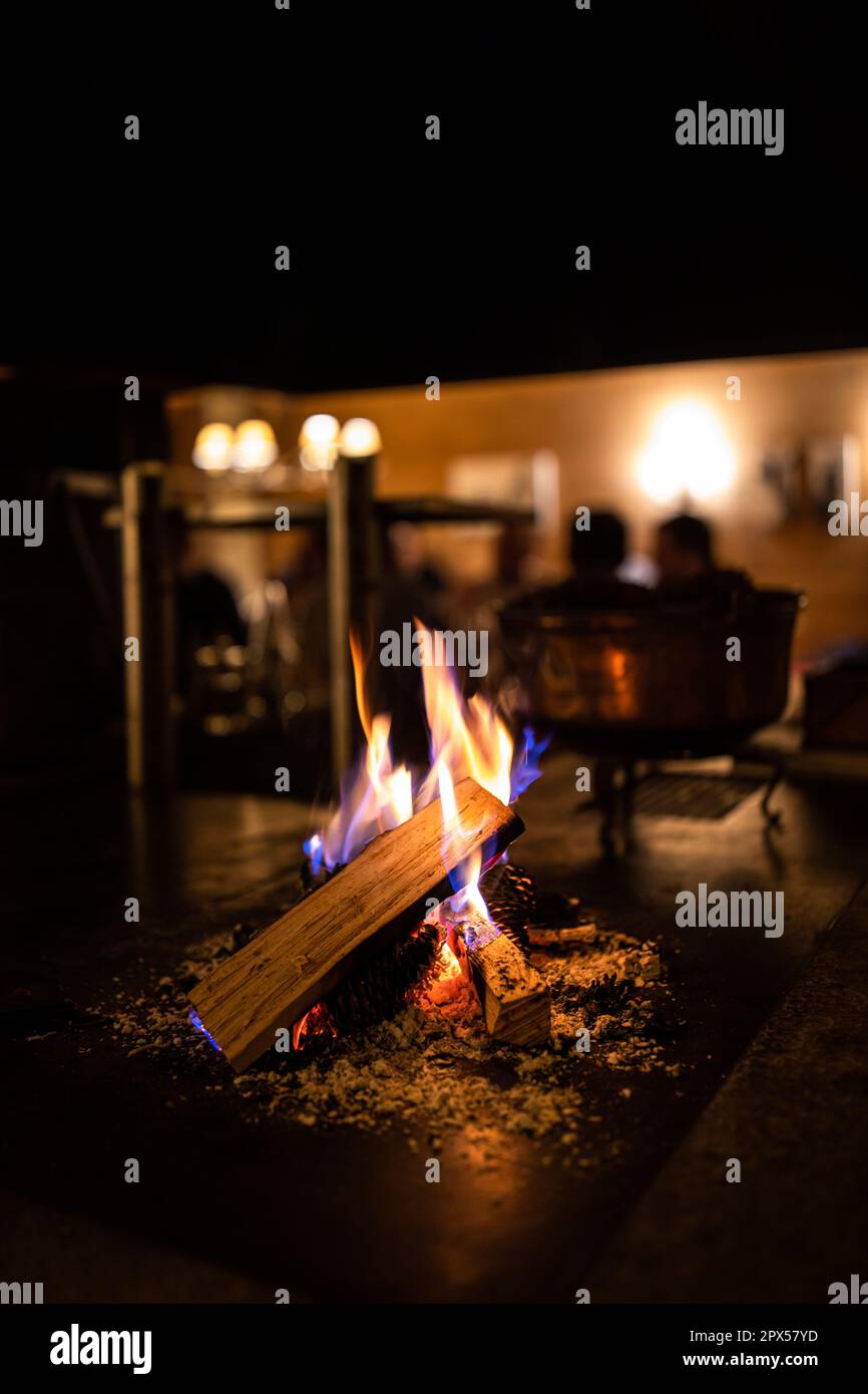 Open fireplace in a cosy restaurant Stock Photo - Alamy