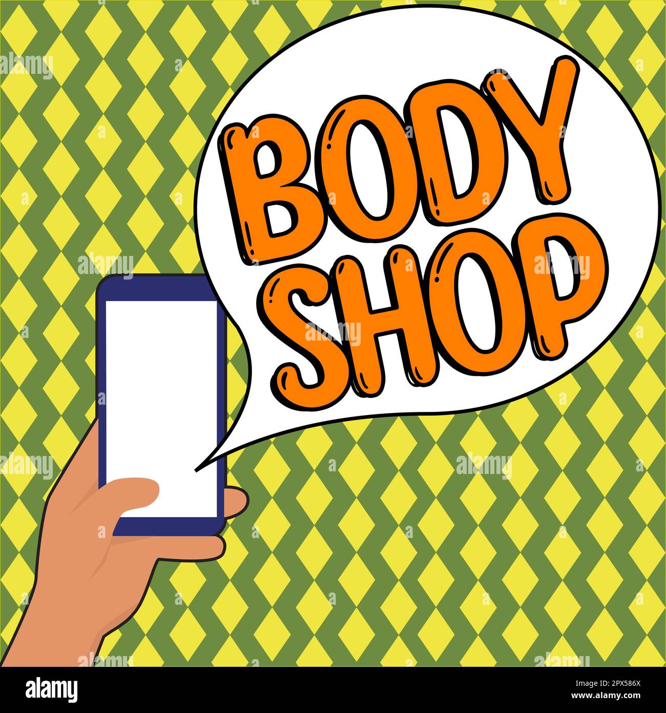 Sign displaying Body Shop, Business idea a shop where automotive bodies ...