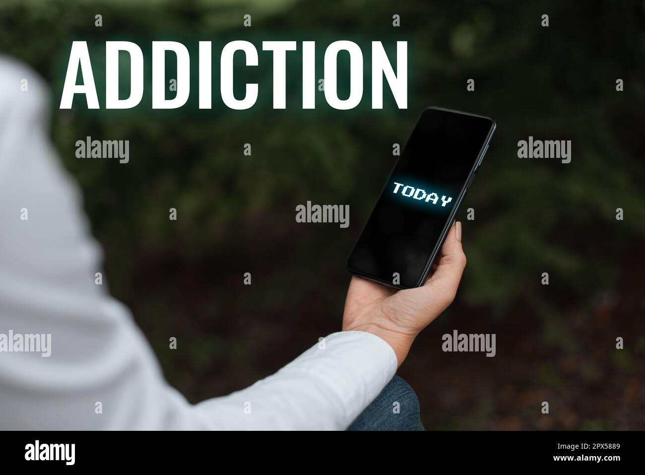 Writing displaying text Addiction, Concept meaning condition of being ...