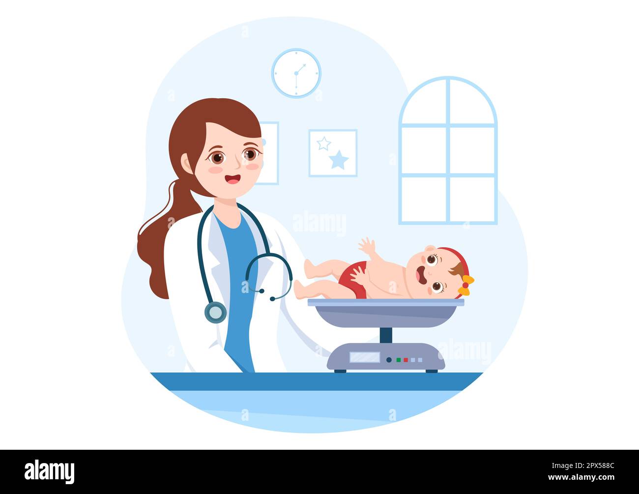 Pediatrician Examines Sick Kids and Baby for Medical Development ...