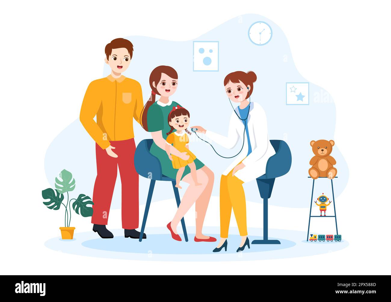 Pediatrician Examines Sick Kids and Baby for Medical Development ...