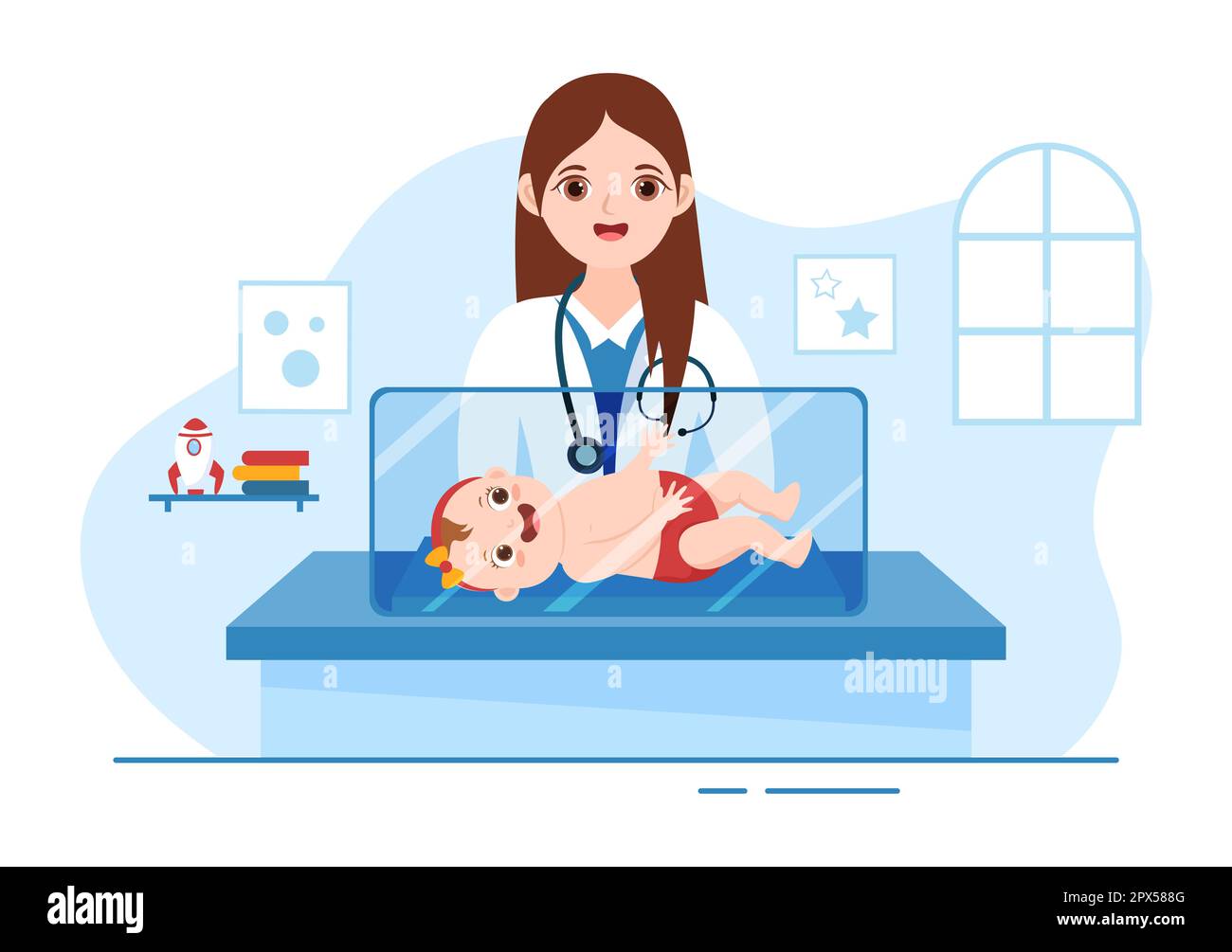 Pediatrician Examines Sick Kids and Baby for Medical Development ...