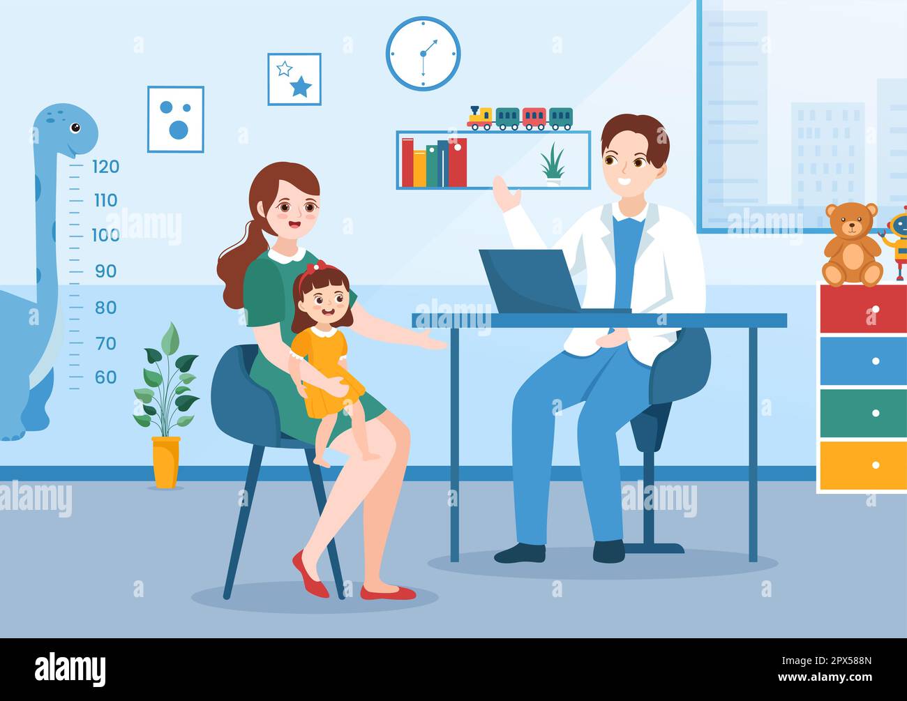 Pediatrician Examines Sick Kids and Baby for Medical Development ...