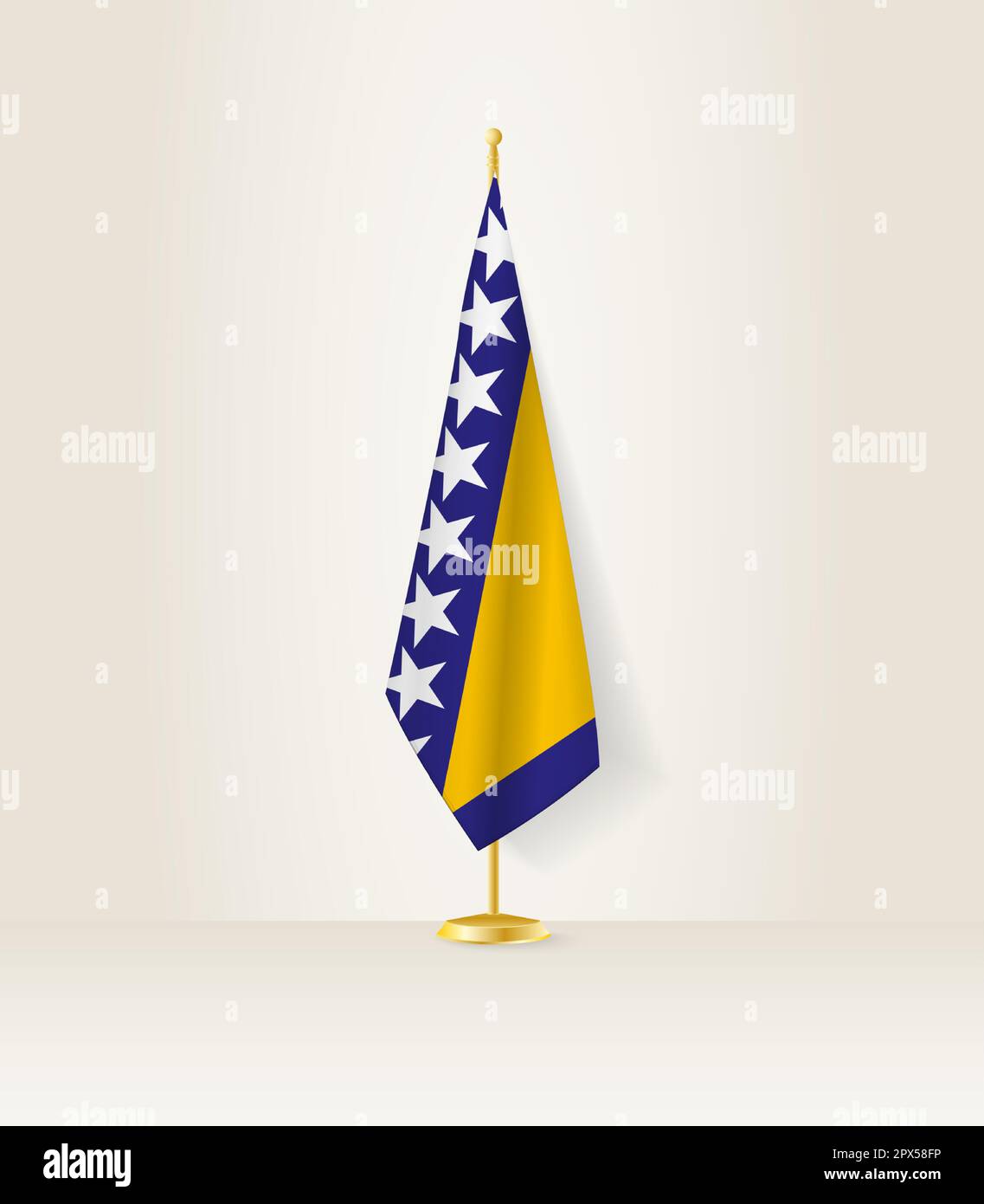 Bosnia and Herzegovina flag on a flag stand. Vector illustration Stock ...