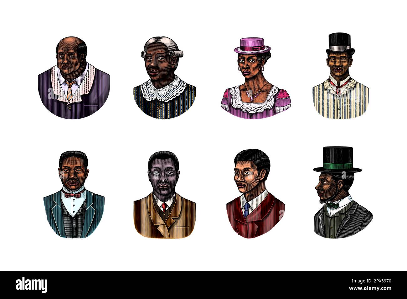 Elegant man. Male face. Afro american gentlemen. Victorian era. Fashion ...