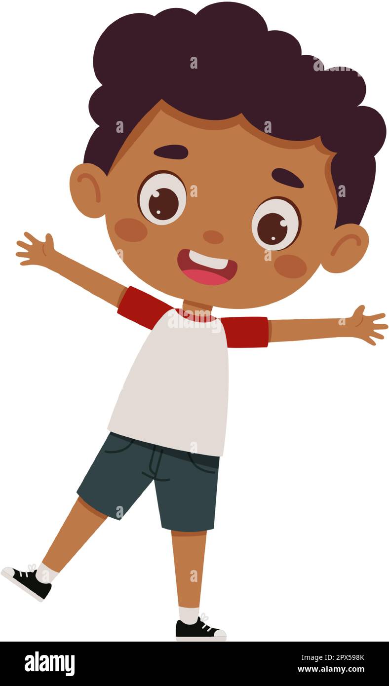 Cute cartoon little happy boy. Little schoolboy character show facial ...