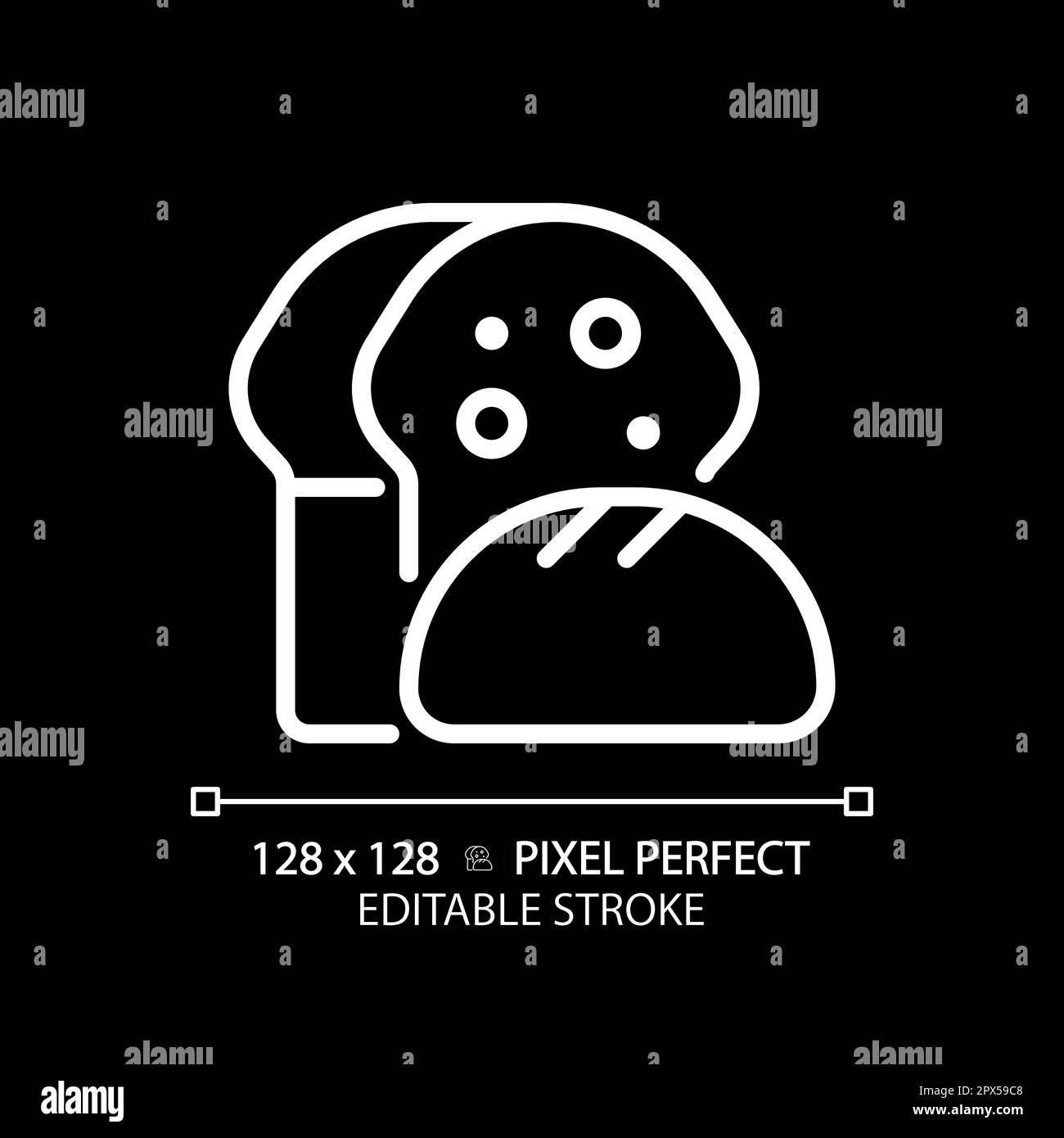 Bread pixel perfect white linear icon for dark theme Stock Vector Image ...