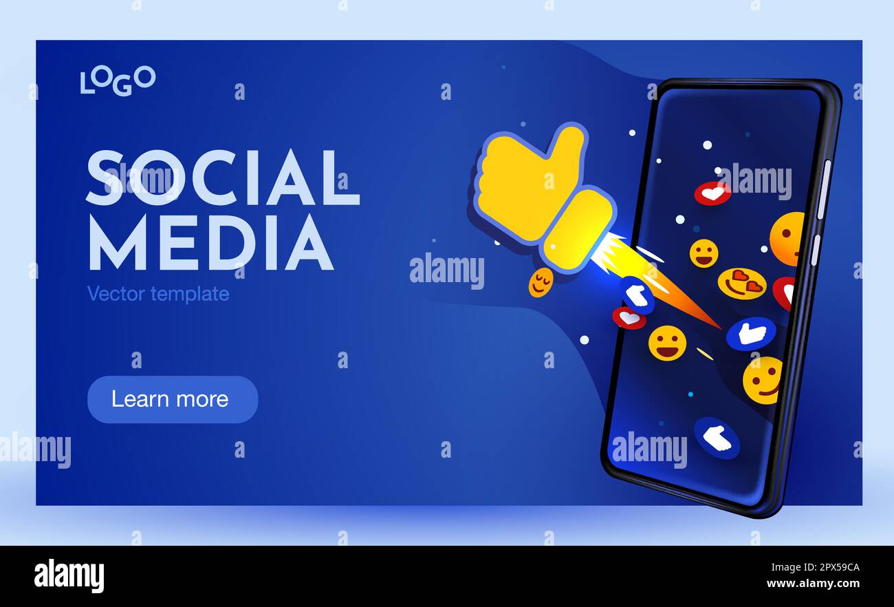 Smartphone with Like symbols. Social media marketing concept. Vector ...