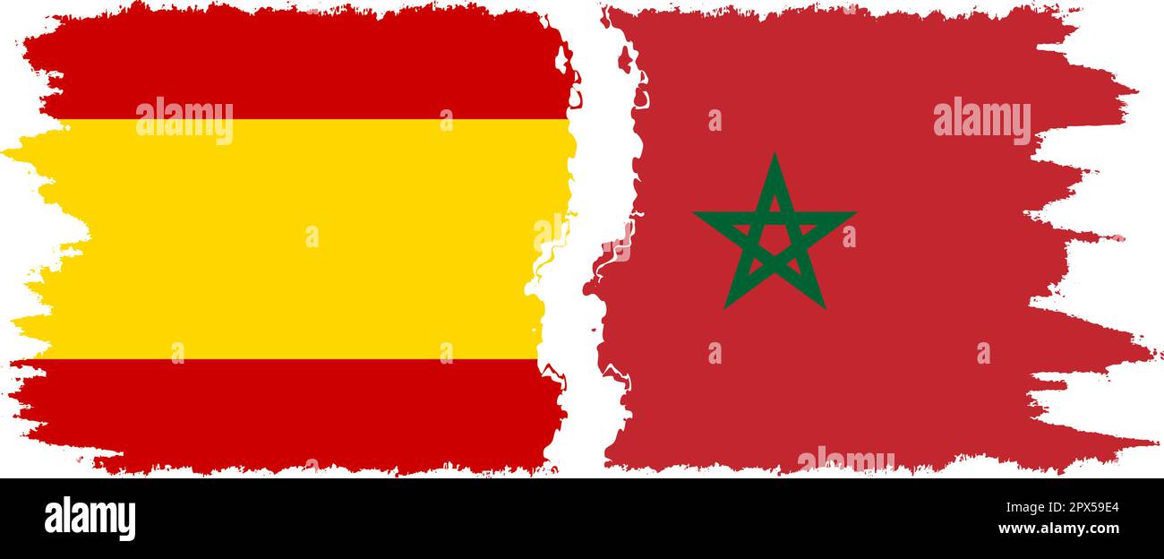 Morocco and Spain grunge flags connection, vector Stock Vector Image ...