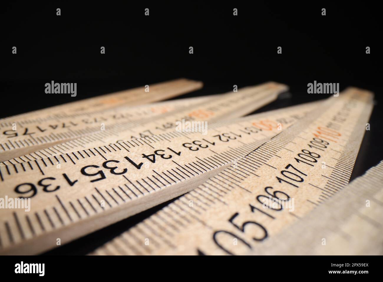 Wooden ruler with digits and lines for measuring length Stock Photo - Alamy