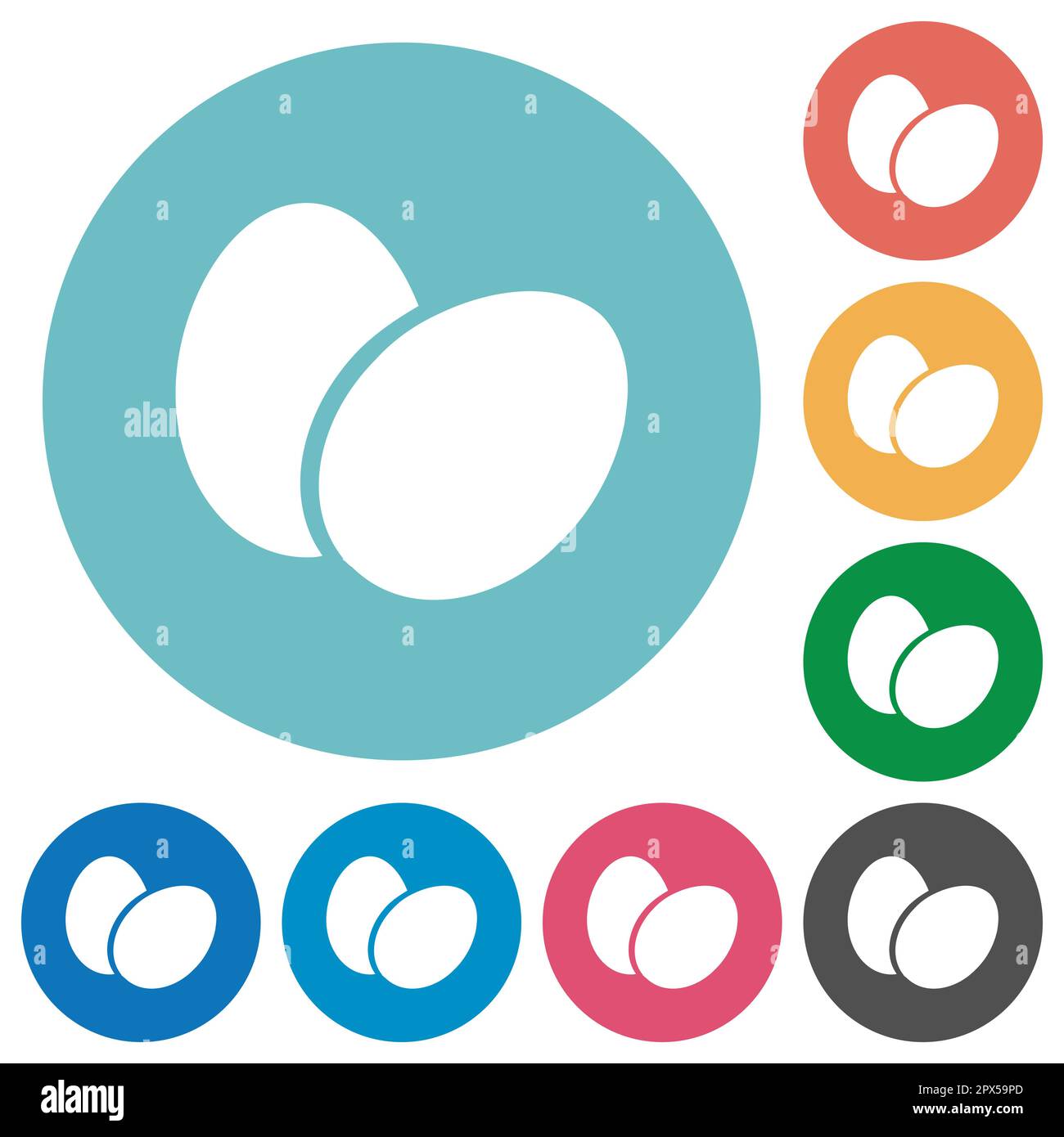 Two eggs solid flat white icons on round color backgrounds Stock Vector ...