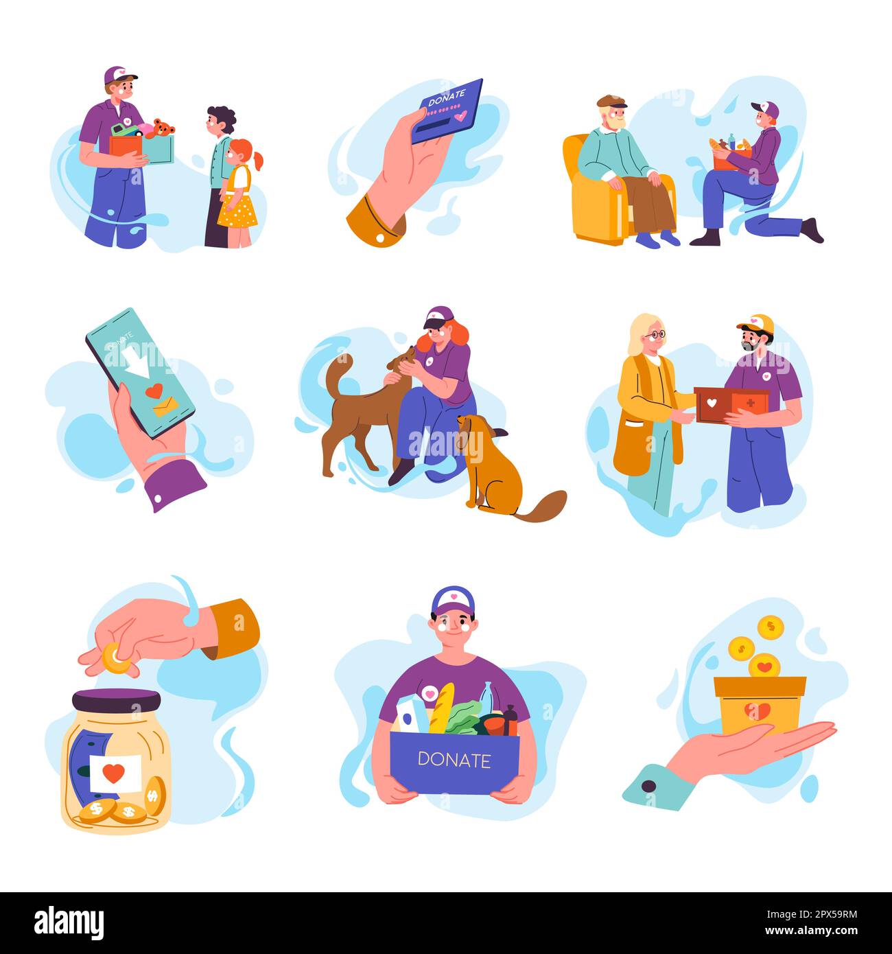 Charity organization and volunteers, donation Stock Vector Image & Art ...