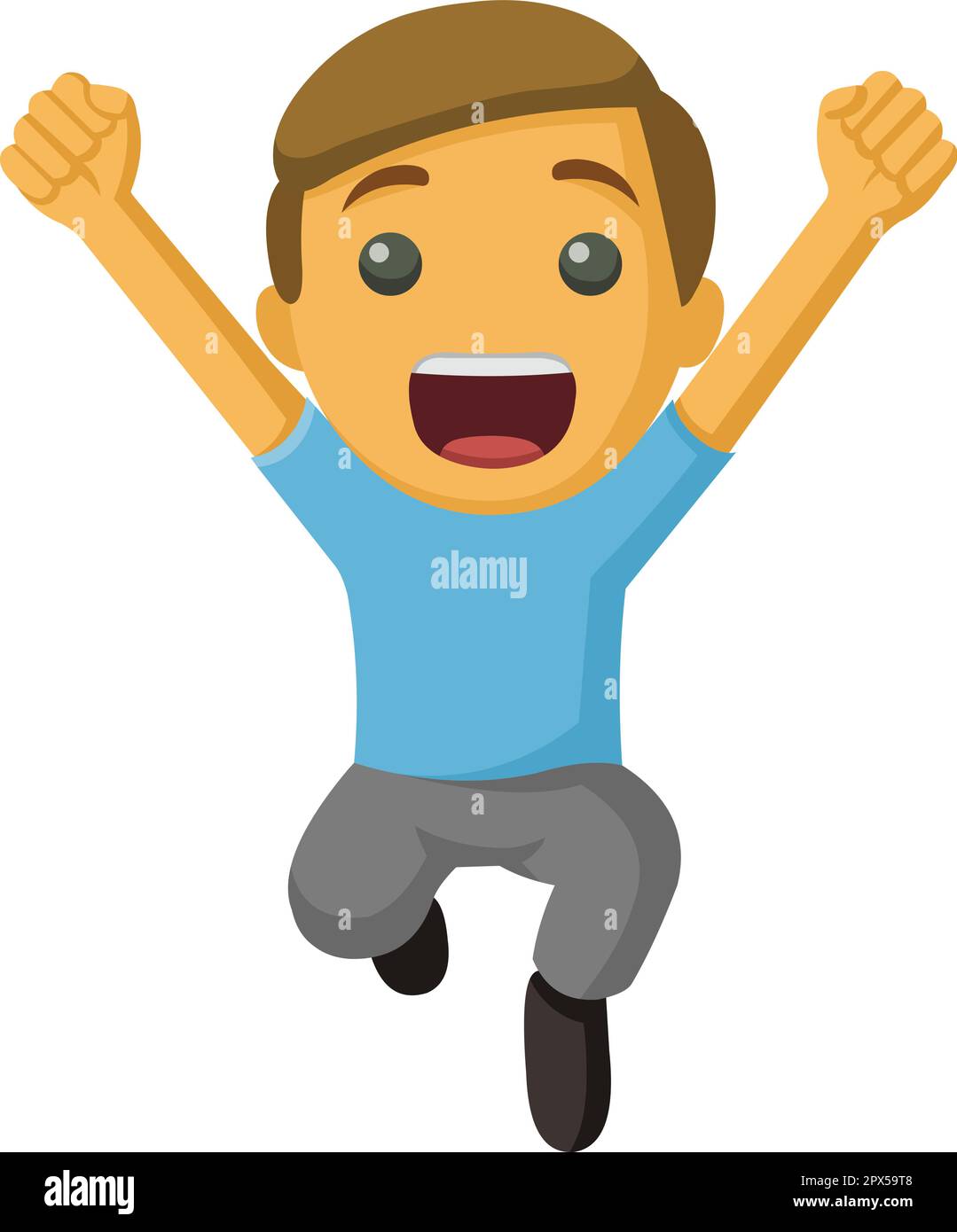 Icon of a happy man jumping and showing a winning gesture Stock Vector ...