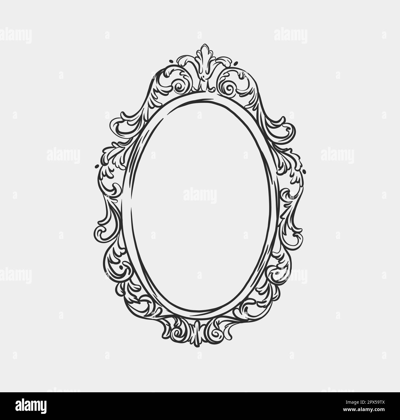 Hand drawn vector abstract outline,graphic,line art vintage baroque ...
