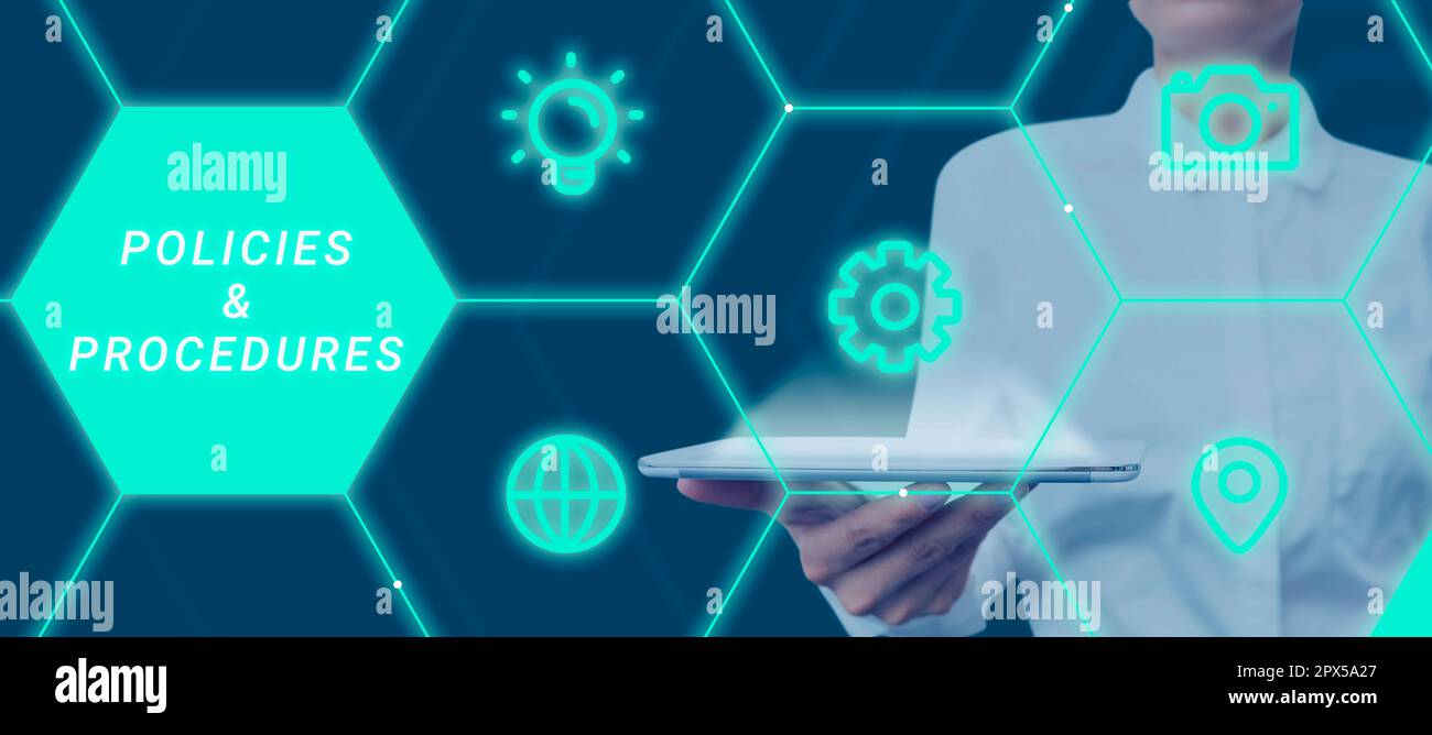 Hand writing sign Policies Procedures, Business idea list of rules ...