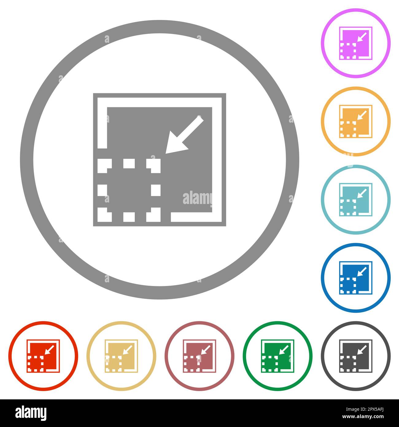 Minimize element solid flat color icons in round outlines on white background Stock Vector Image ...