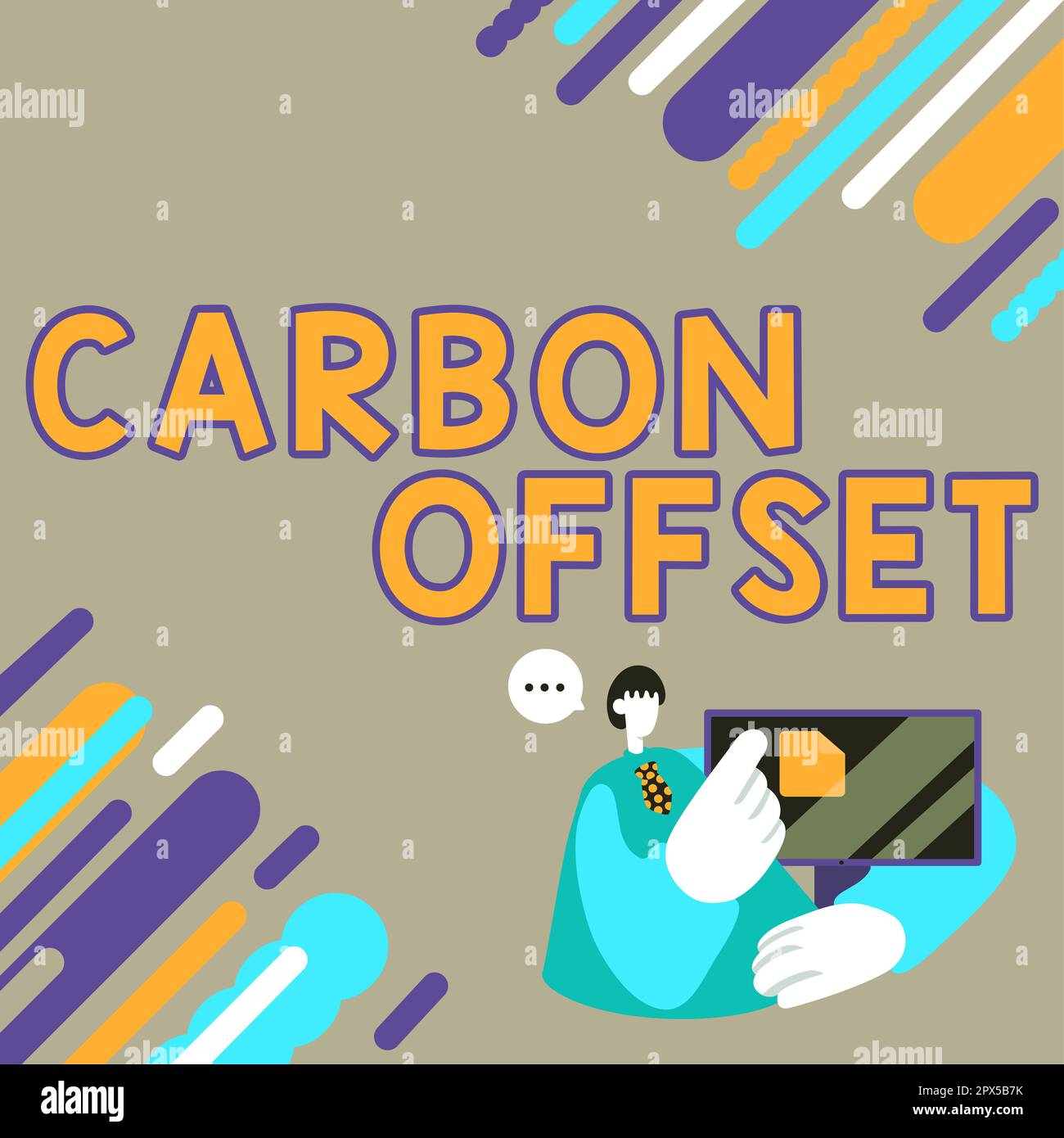 Conceptual display Carbon Offset, Word Written on Reduction in ...