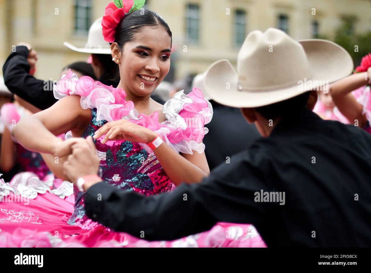 Bogota, Colombia. 01st May, 2023. Dancing performers dance to Colombian ...
