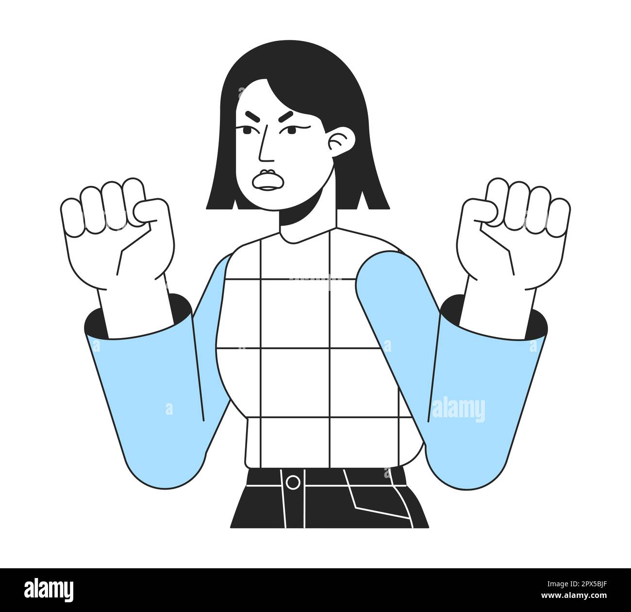 Stressed woman with anger issues flat line color vector character Stock ...