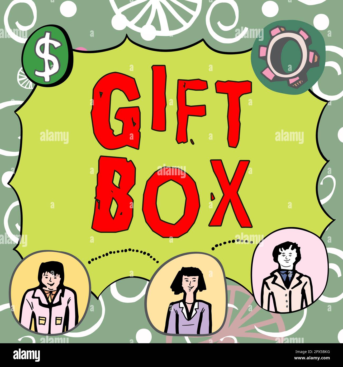 Text caption presenting Gift Box, Internet Concept A small cointainer ...
