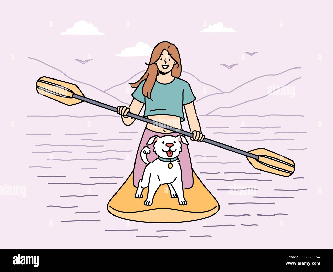 Dog on paddle board Stock Vector Images - Alamy