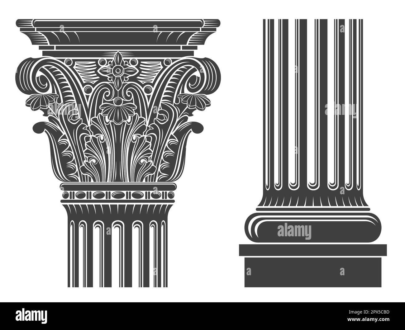 Vector templates. Capital of a medieval cathedral corinthian column ...