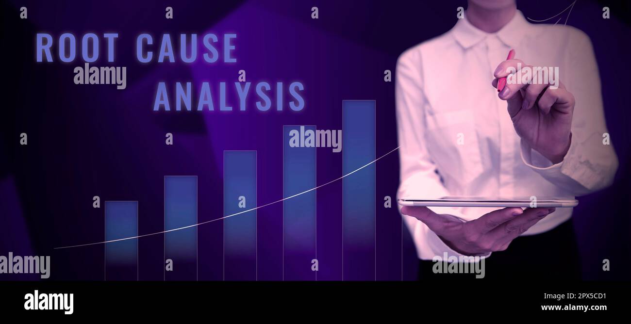 Text sign showing Root Cause Analysis, Word Written on Method of Problem Solving Identify Fault ...