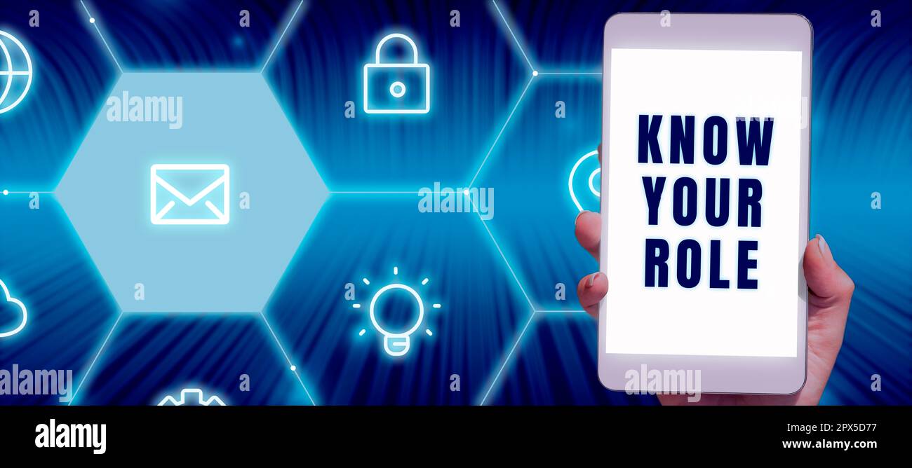 Inspiration showing sign Know Your Role, Conceptual photo Be clear of ...