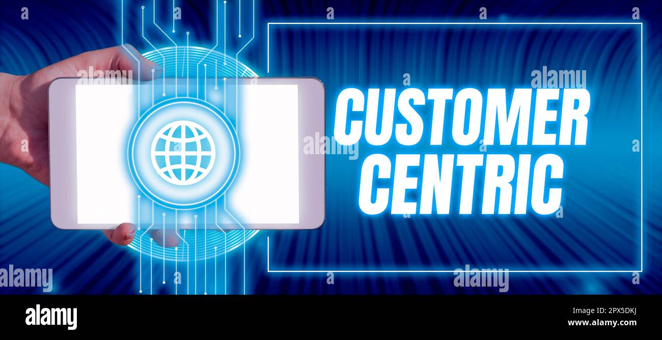 Writing displaying text Customer Centric, Word for process of looking ... Writing displaying text Customer Centric, Word for process of looking ...