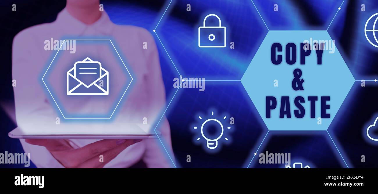 Text caption presenting Copy Paste, Concept meaning an imitation ...