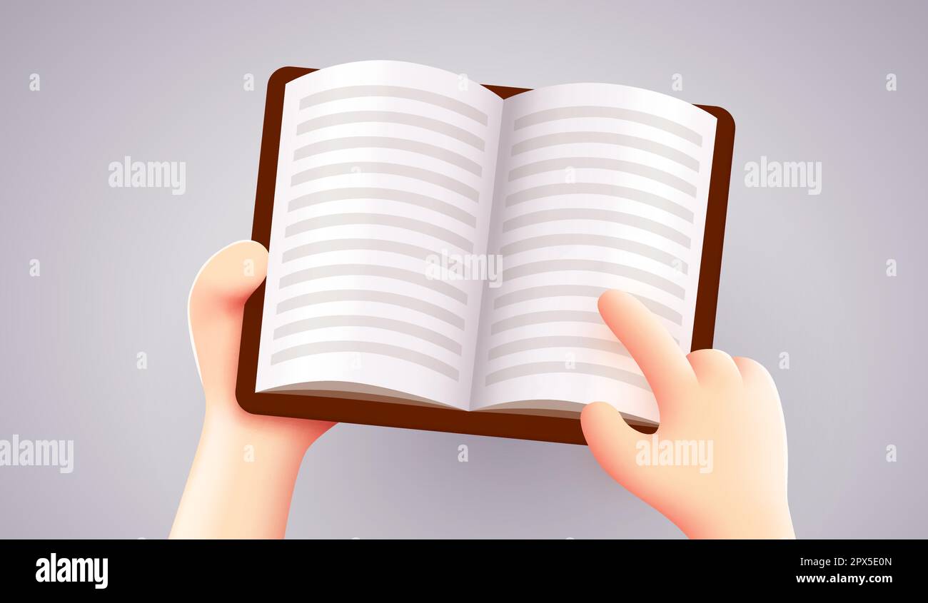 Hands holding open book reading Stock Vector Images - Alamy