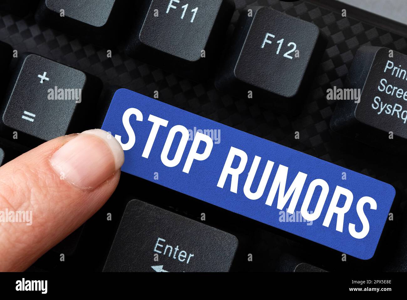 Conceptual display Stop Rumors, Business showcase put an end ...