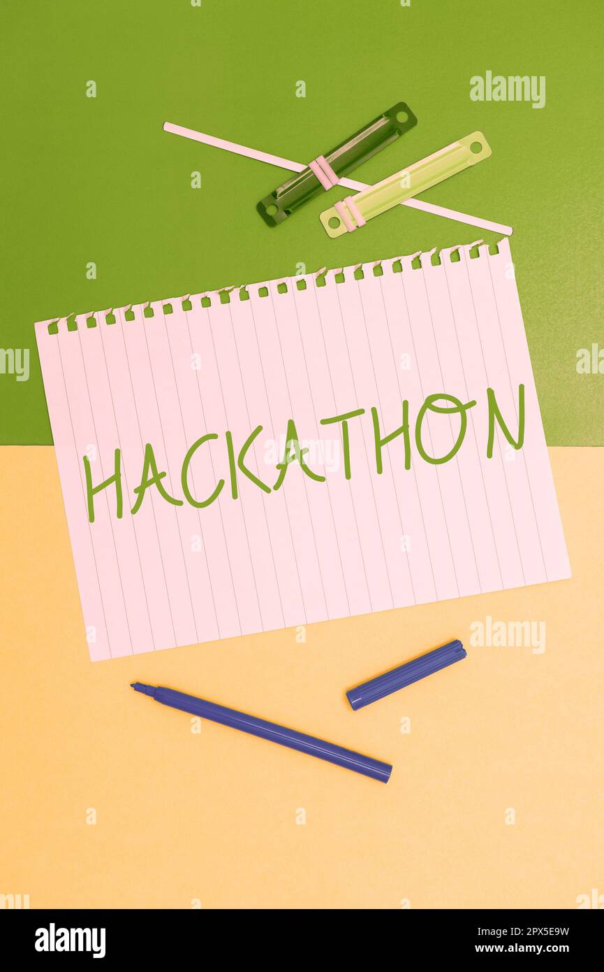 Writing displaying text Hackathon, Concept meaning event where large ... Writing displaying text Hackathon, Concept meaning event where large ...