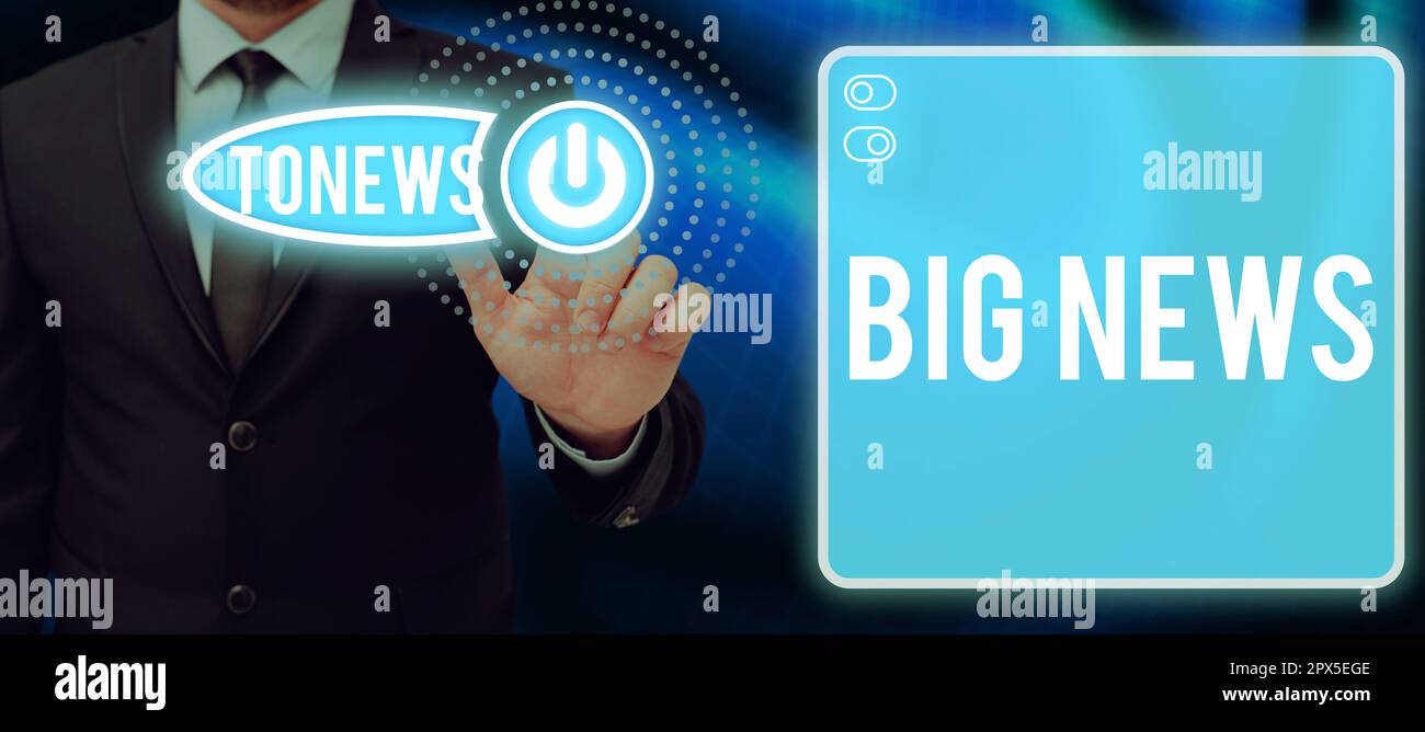 Hand writing sign Big News, Business concept knowing actions no one ...