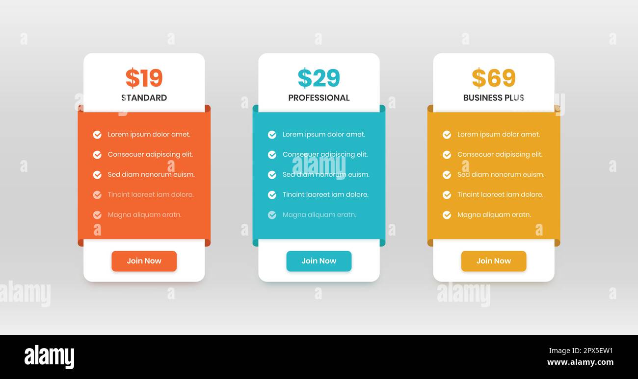 Minimalistic abstract pricing comparison list template design Stock Vector Image & Art - Alamy