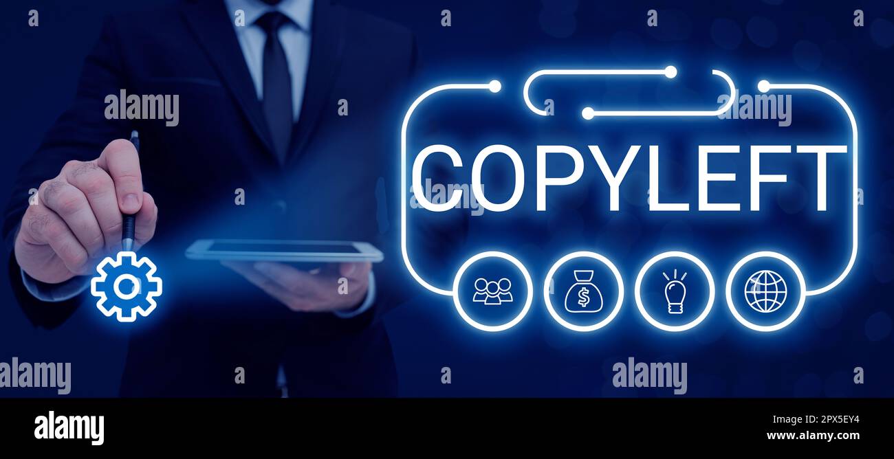 Handwriting text Copyleft, Business concept the right to freely use ...