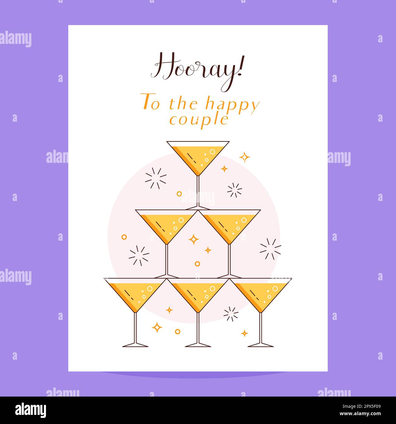 Champagne Glasses Pyramid Wedding Greeting Card Stock Vector Image ...