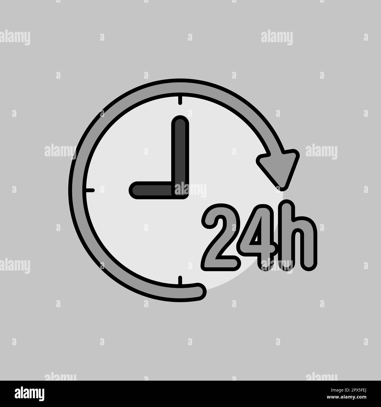 Service twenty four hours vector isolated grayscale icon. Graph symbol ...