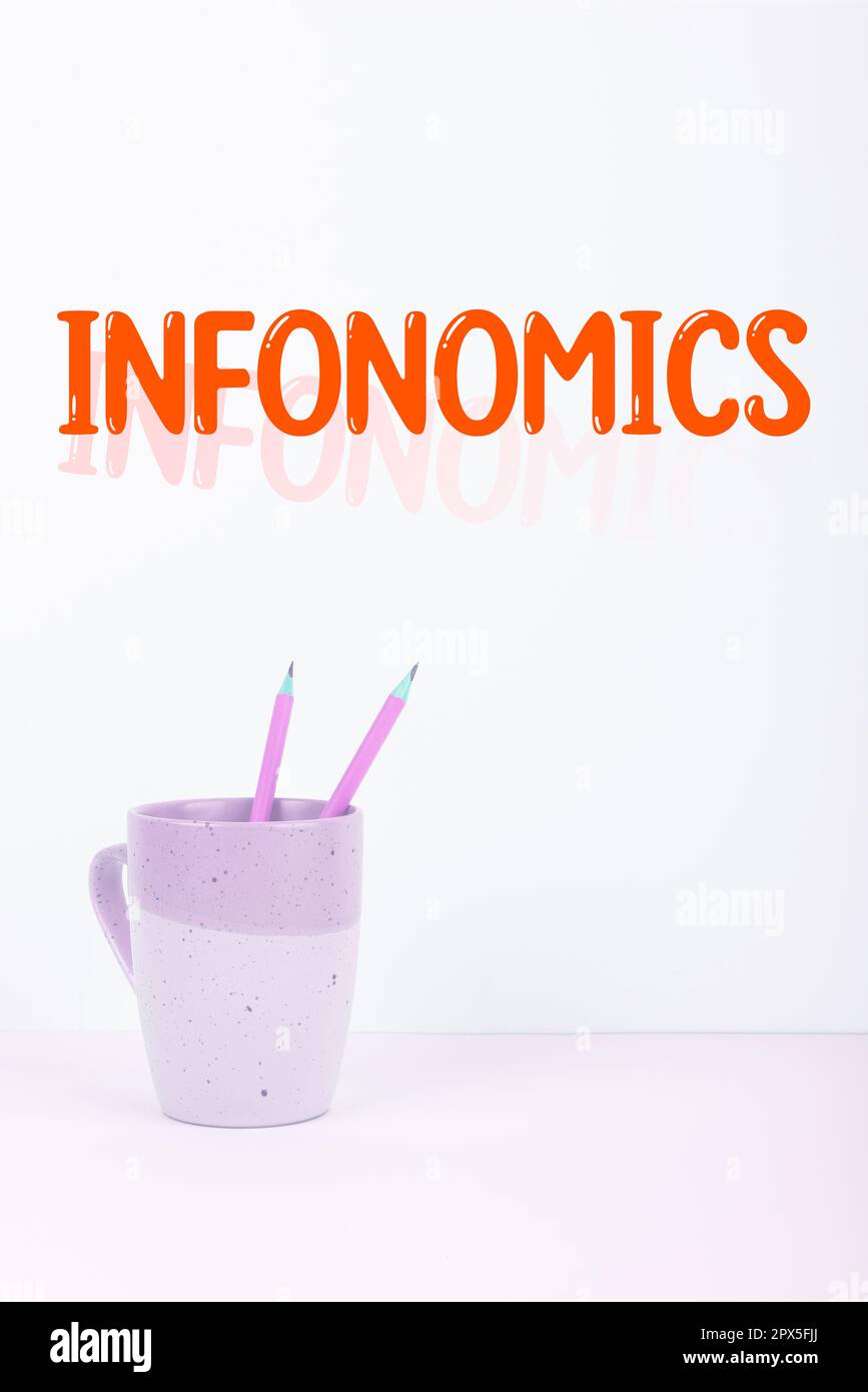 Text caption presenting Infonomics, Concept meaning visual image used ...