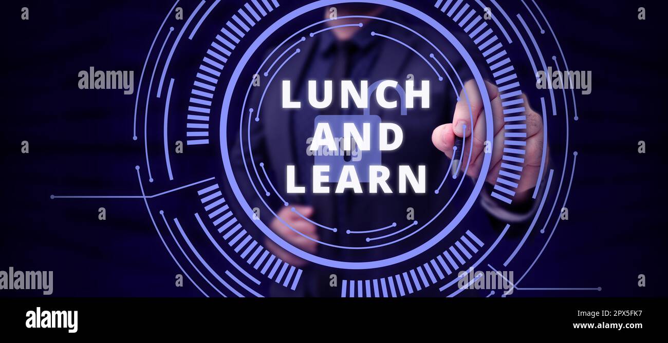 Text showing inspiration Lunch And Learn, Internet Concept Have meal ...