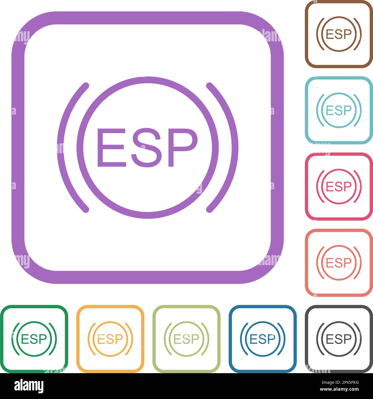 Car electronic stability program indicator simple icons in color ...