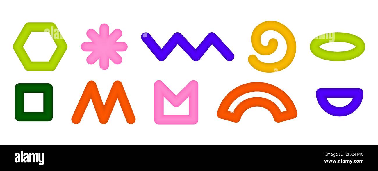 Set of bright simple graphic shapes. Expressive and dynamic shapes 3d ...