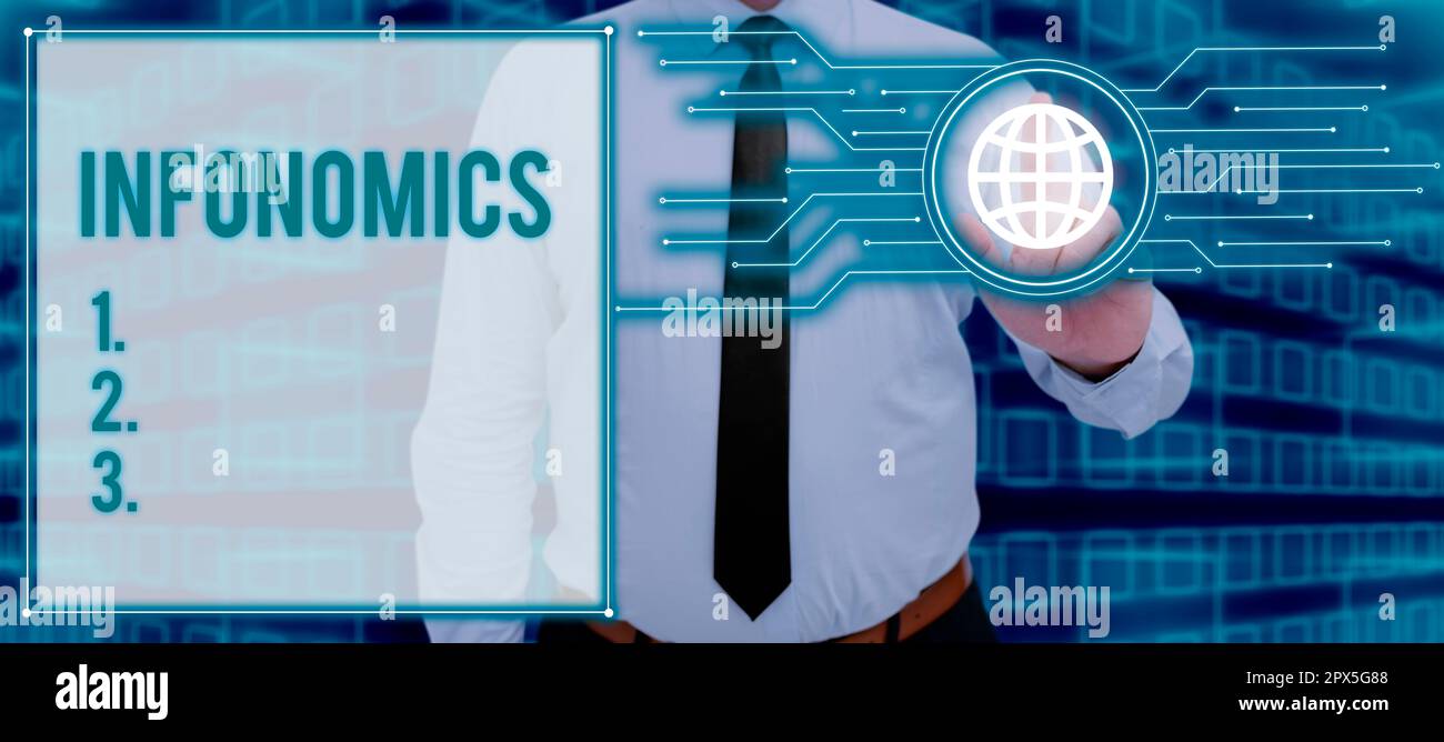 Sign displaying Infonomics, Business overview visual image used to ...