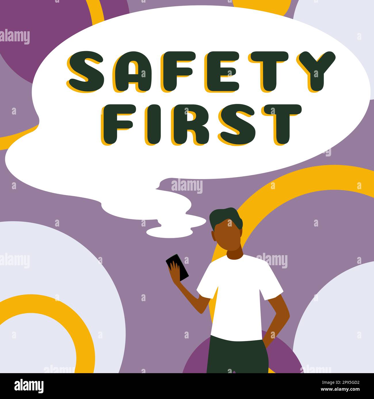 Sign displaying Safety First, Internet Concept Avoid any unnecessary ...