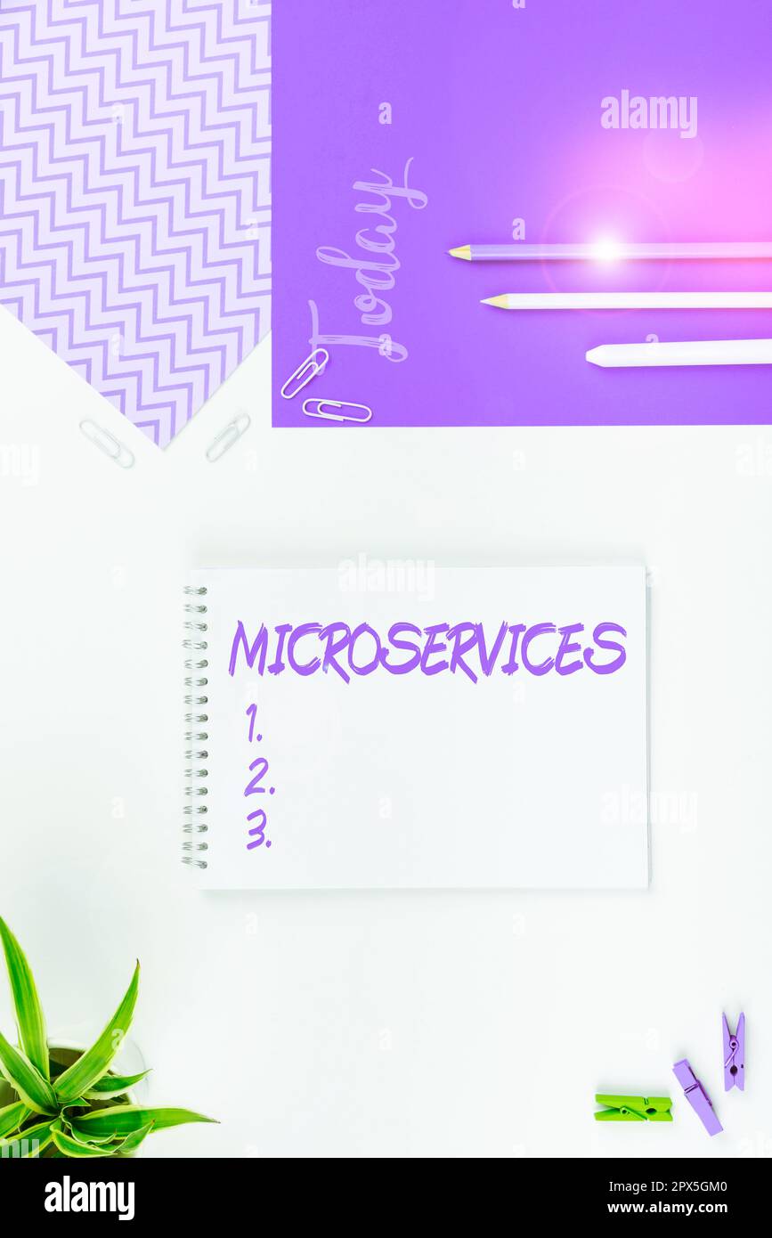 Text sign showing Microservices, Business approach Software development ...