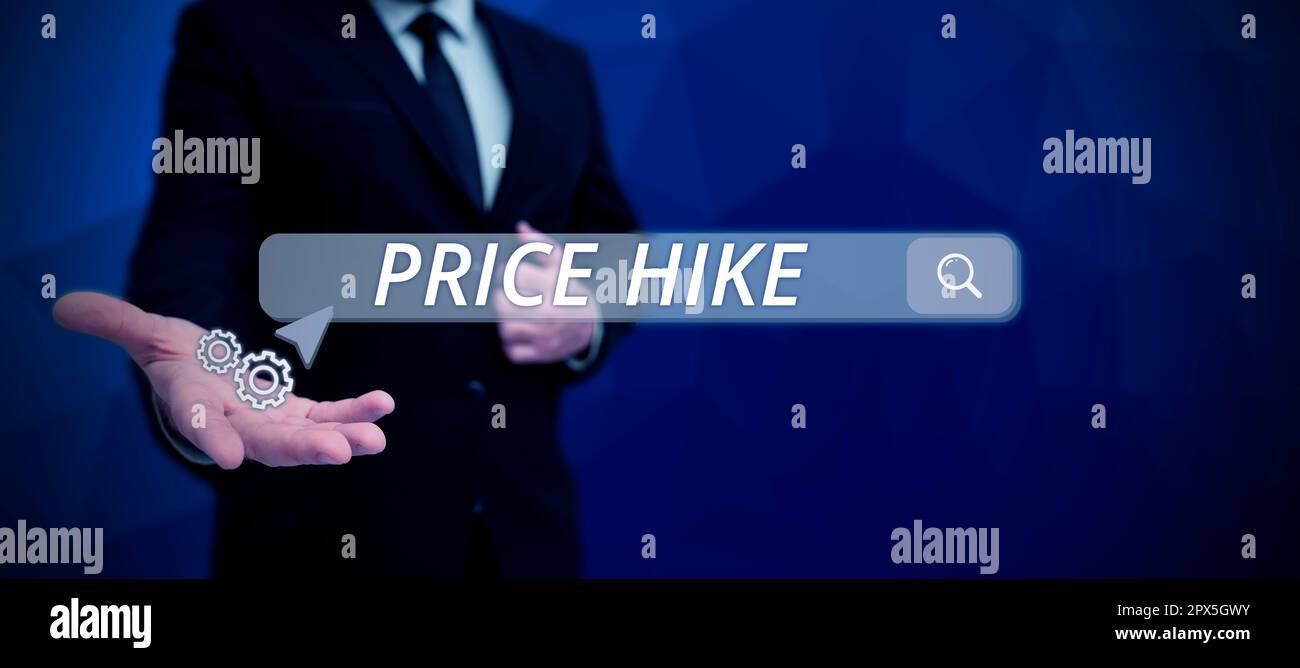 Hand writing sign Price Hike, Internet Concept sum of values that ...