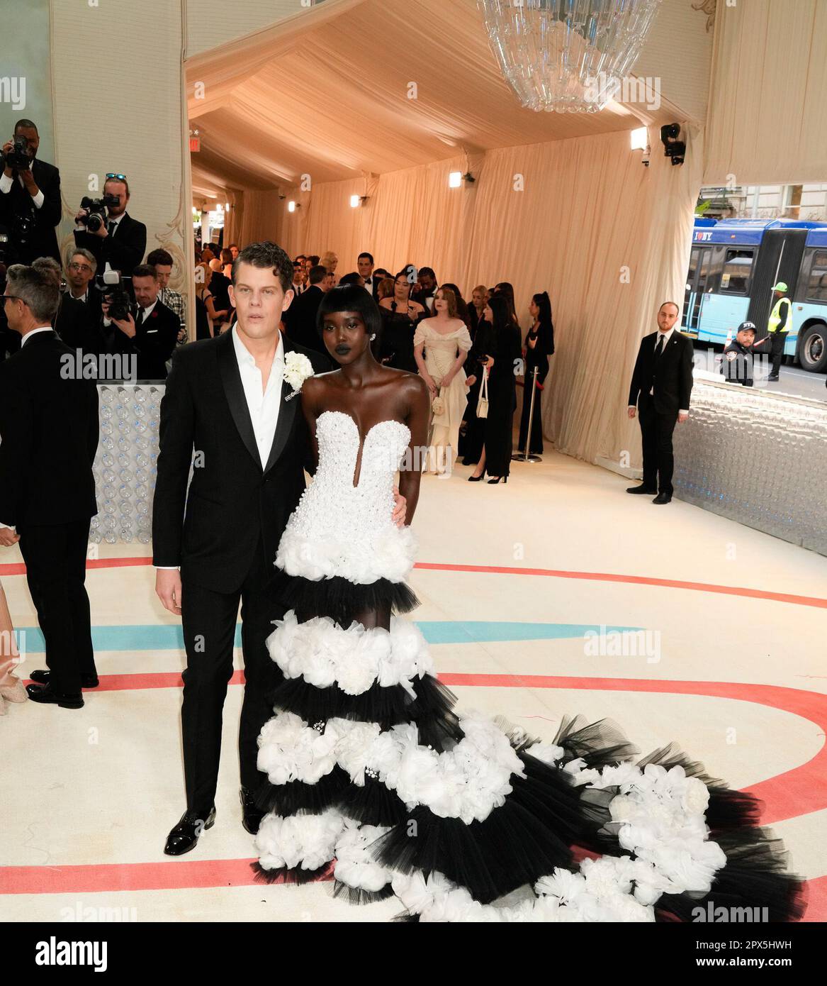 New York, USA. 01st May, 2023. Adut Akech on the red carpet during The 2023 Met Gala honoring ...