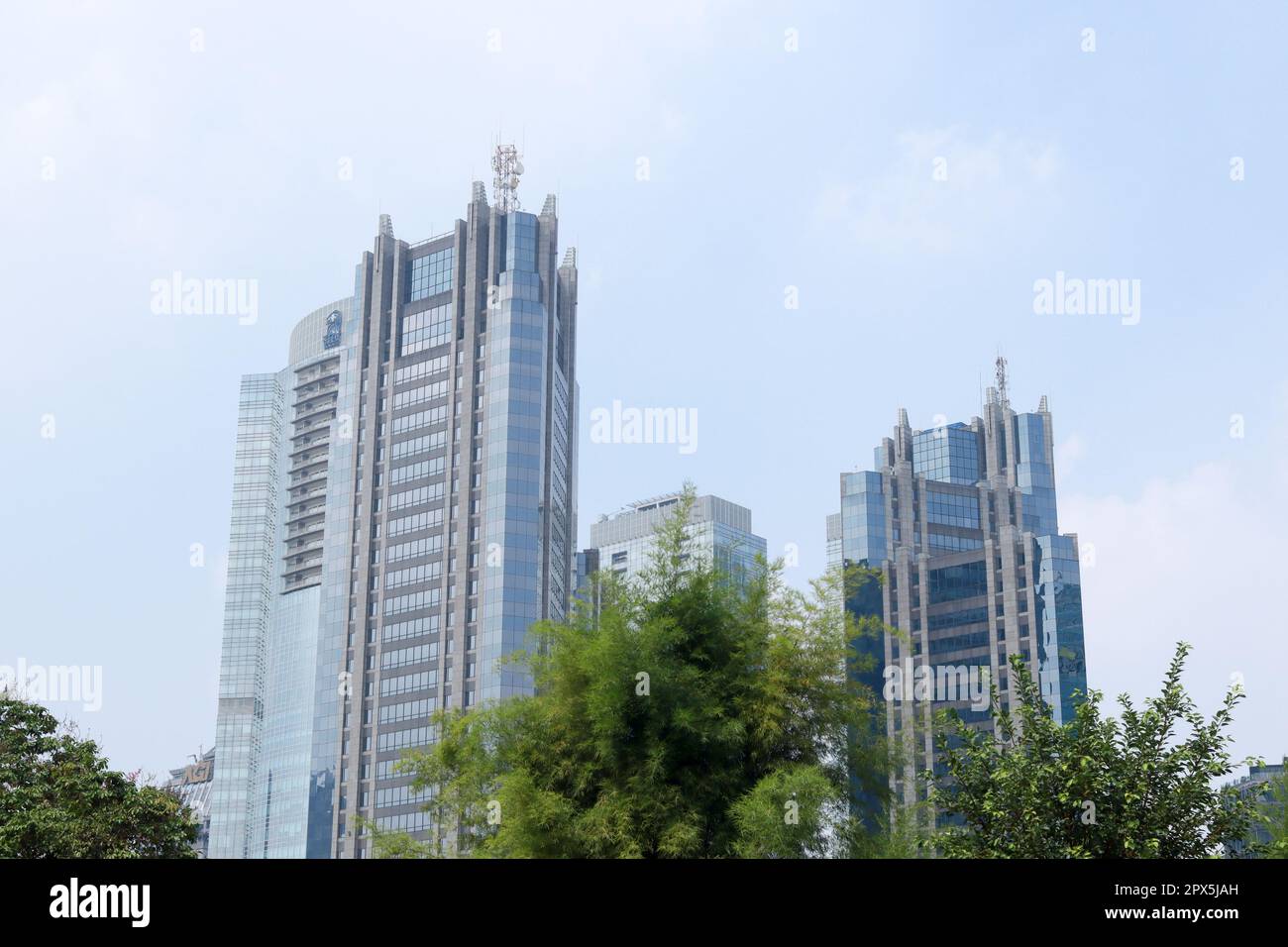 Exterior view of the building and logo of the state-owned enterprise ...