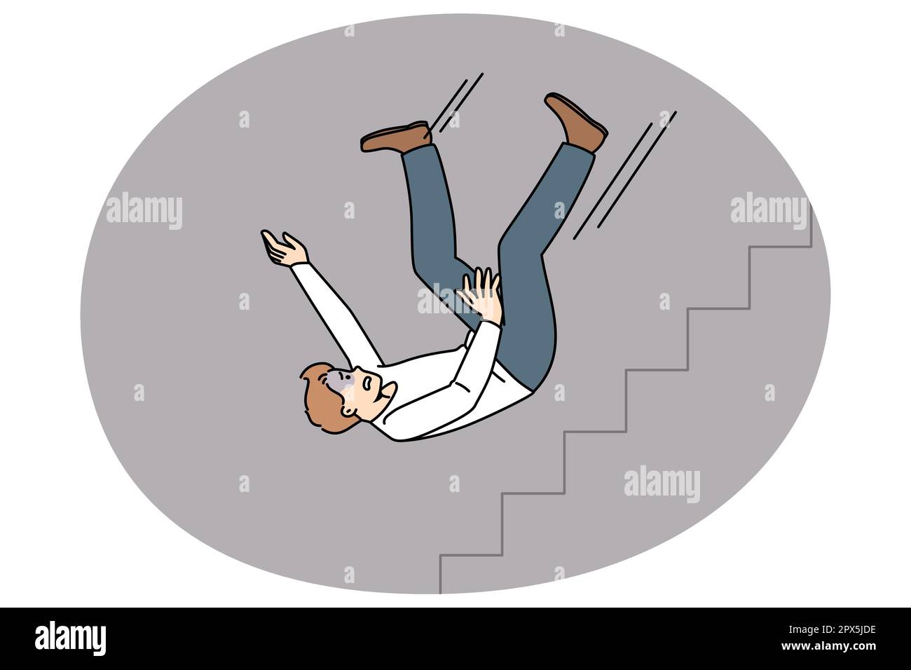 Unhappy man fall down stairs of career ladder suffer work crisis in ...